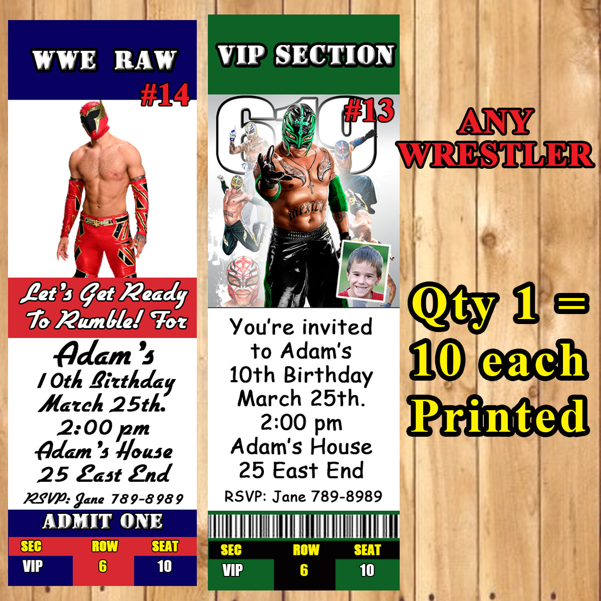 WWE Wrestling & UFC Birthday Invitations 10 each Printed Personalized ...
