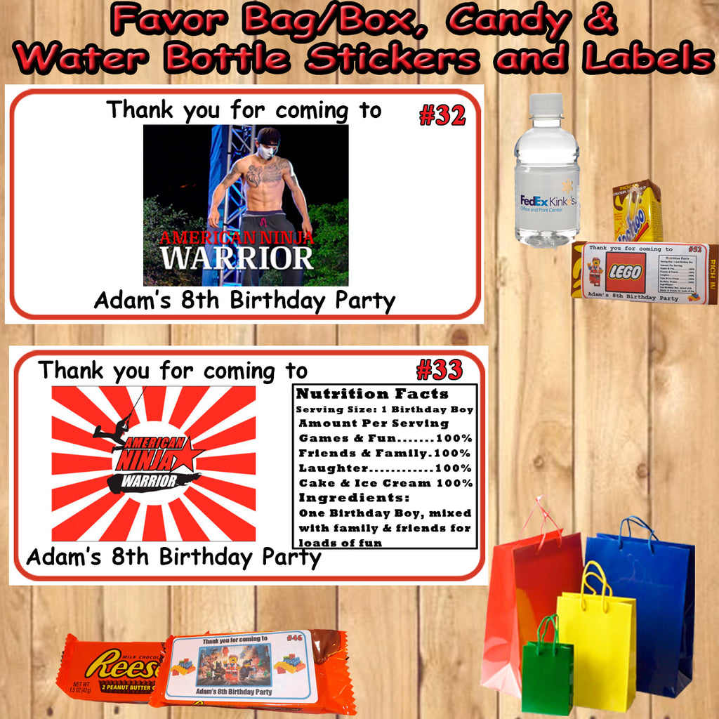American Ninja Warrior Birthday Round Stickers Printed 1 Sheet ...