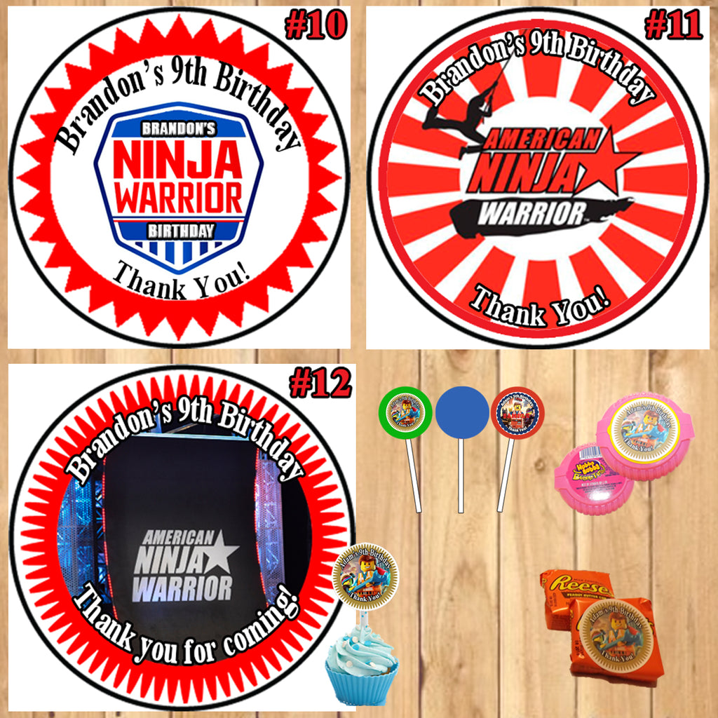 American Ninja Warrior Birthday Round Stickers Printed 1 Sheet ...