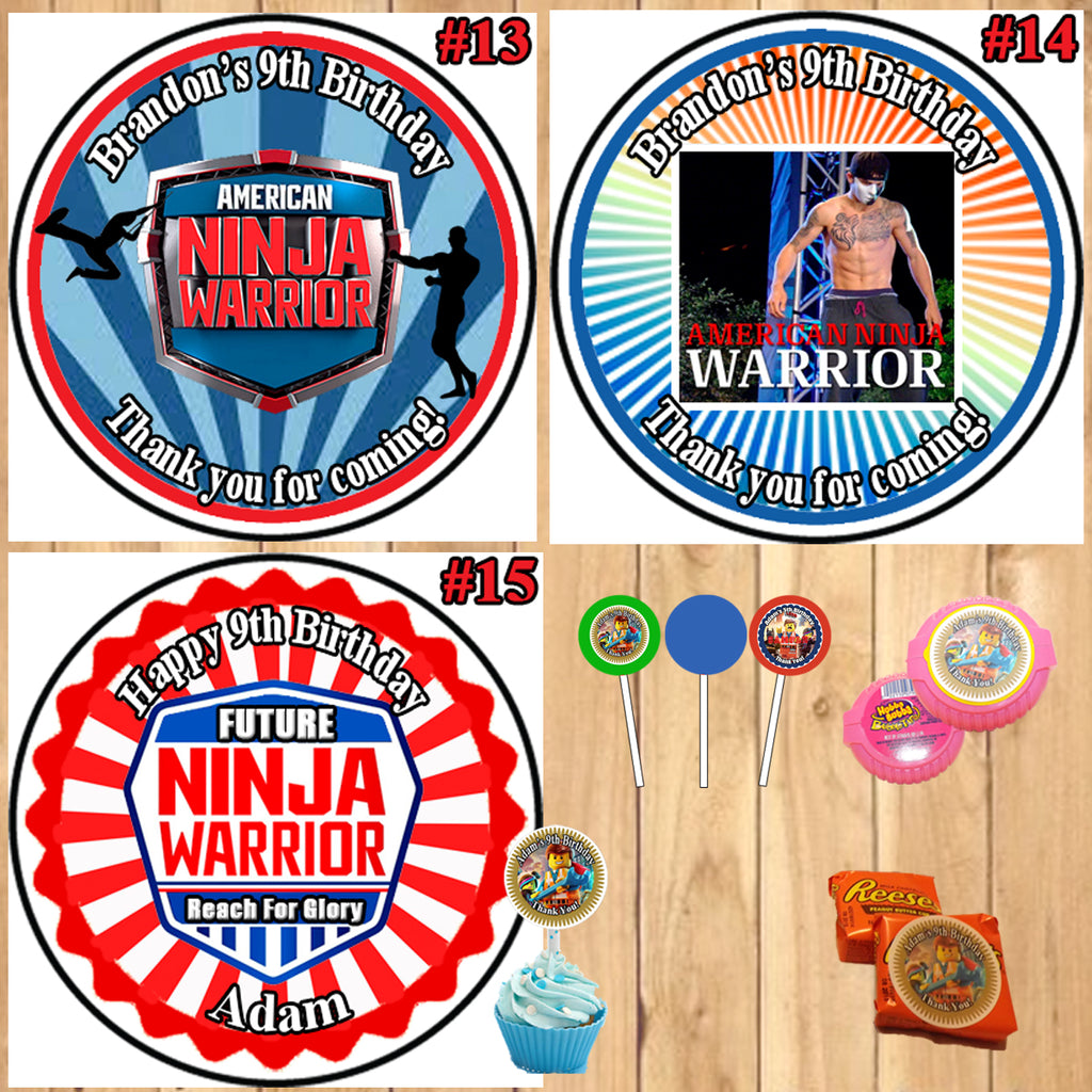 American Ninja Warrior Birthday Round Stickers Printed 1 Sheet ...