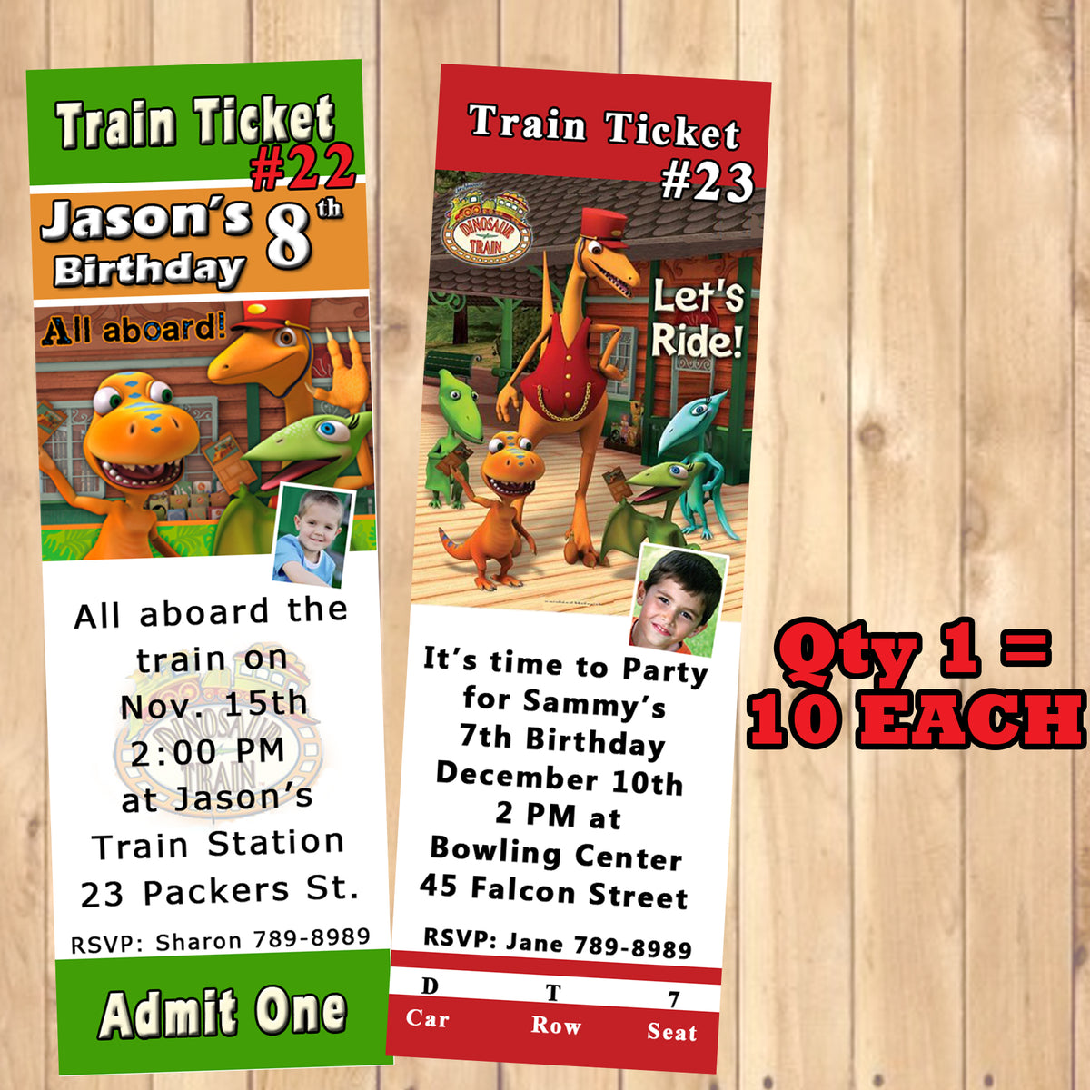 Dinosaur Train Birthday Invitations 10 each Printed Personalized with ...