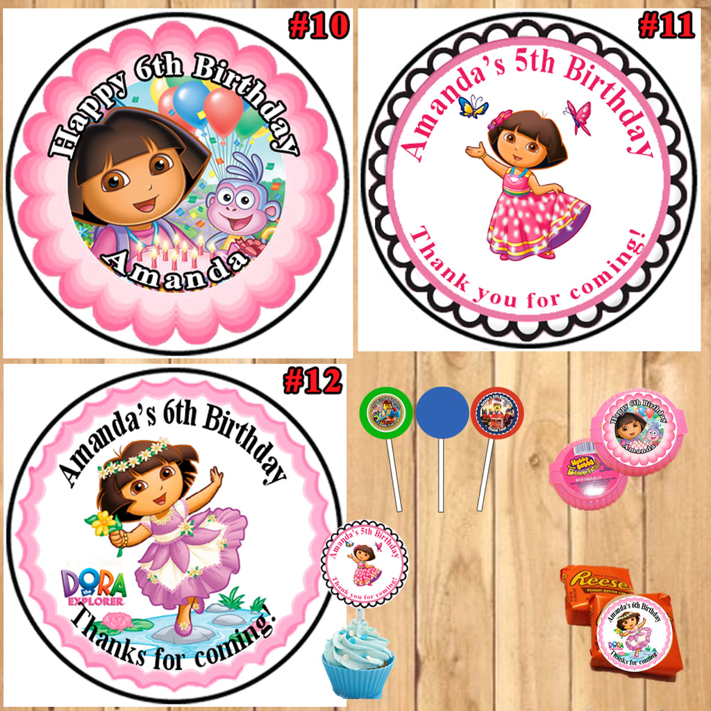 Dora The Explorer or Go Diego Go Birthday Round Stickers Printed 1 She ...