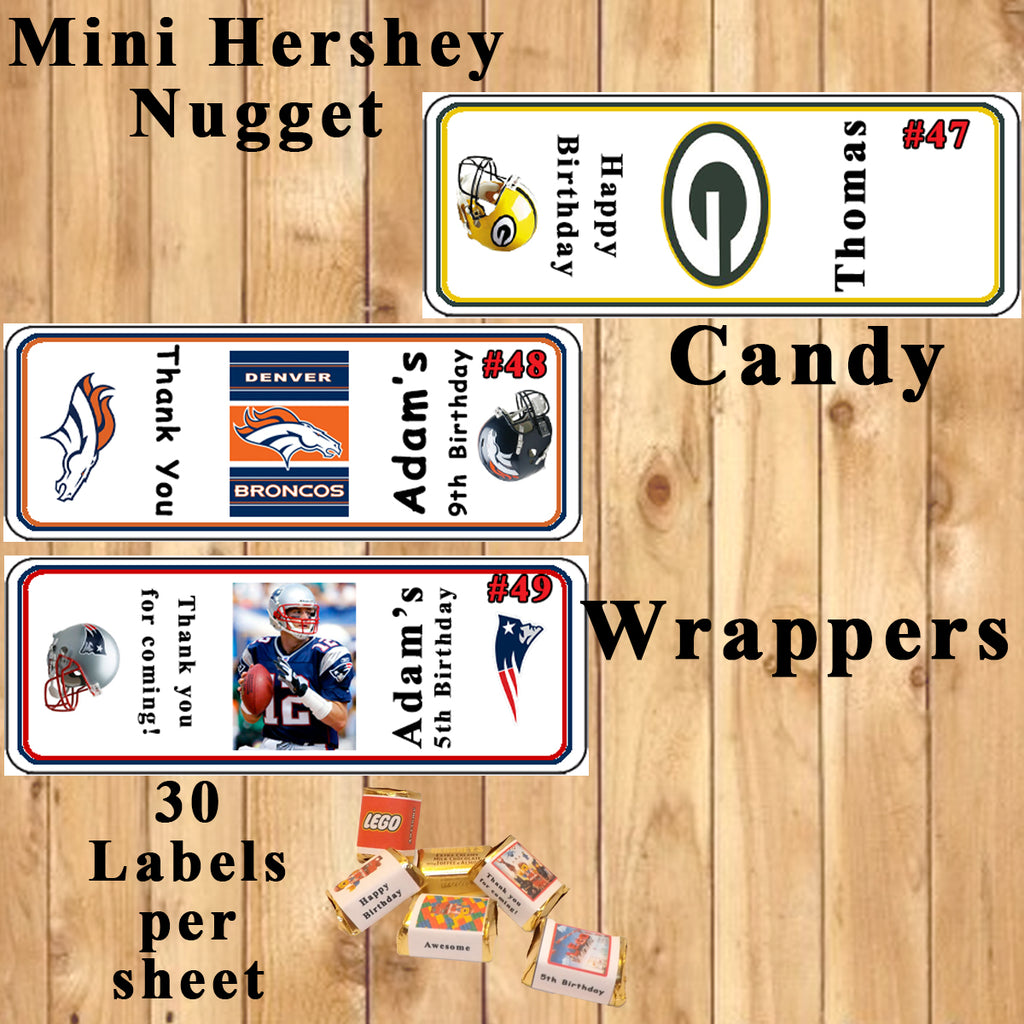 Football NFL Birthday Favor Water Bottle Address Labels Stickers Print ...