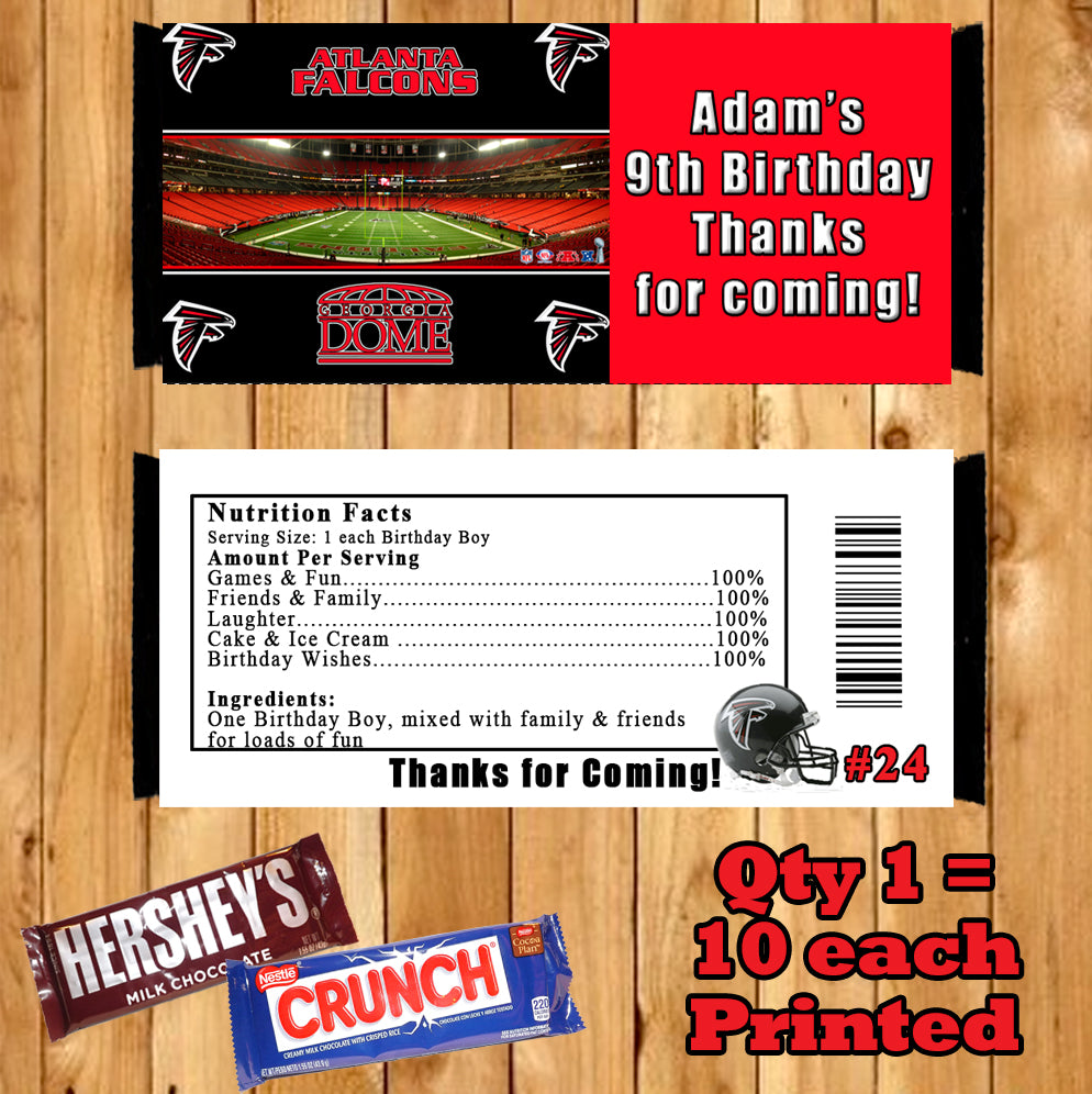 Football NFL Birthday Candy Bar Wrappers 10 each Printed Personalized ...