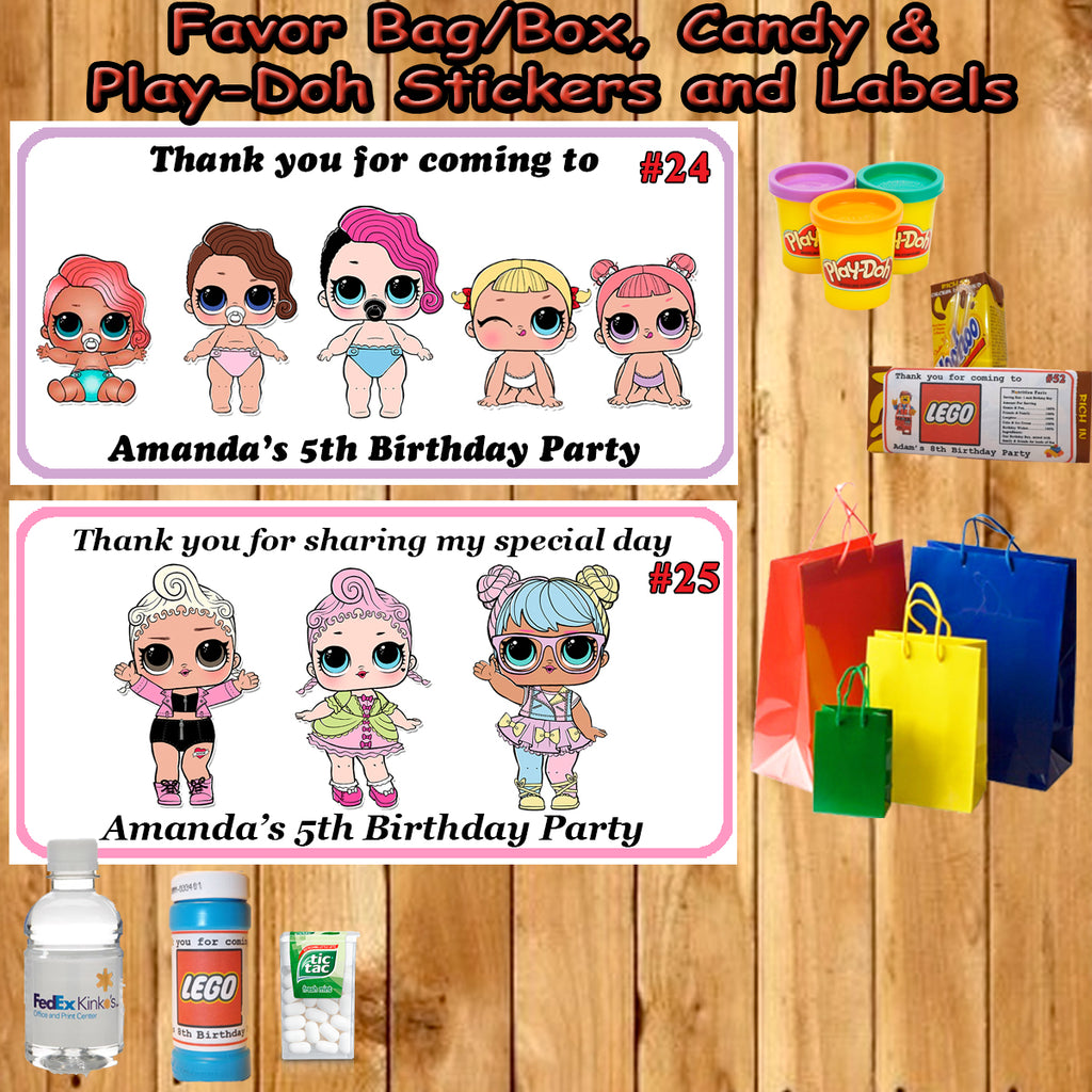 LOL Surprise Doll Printed Birthday Stickers Water Bottle Address Popco ...