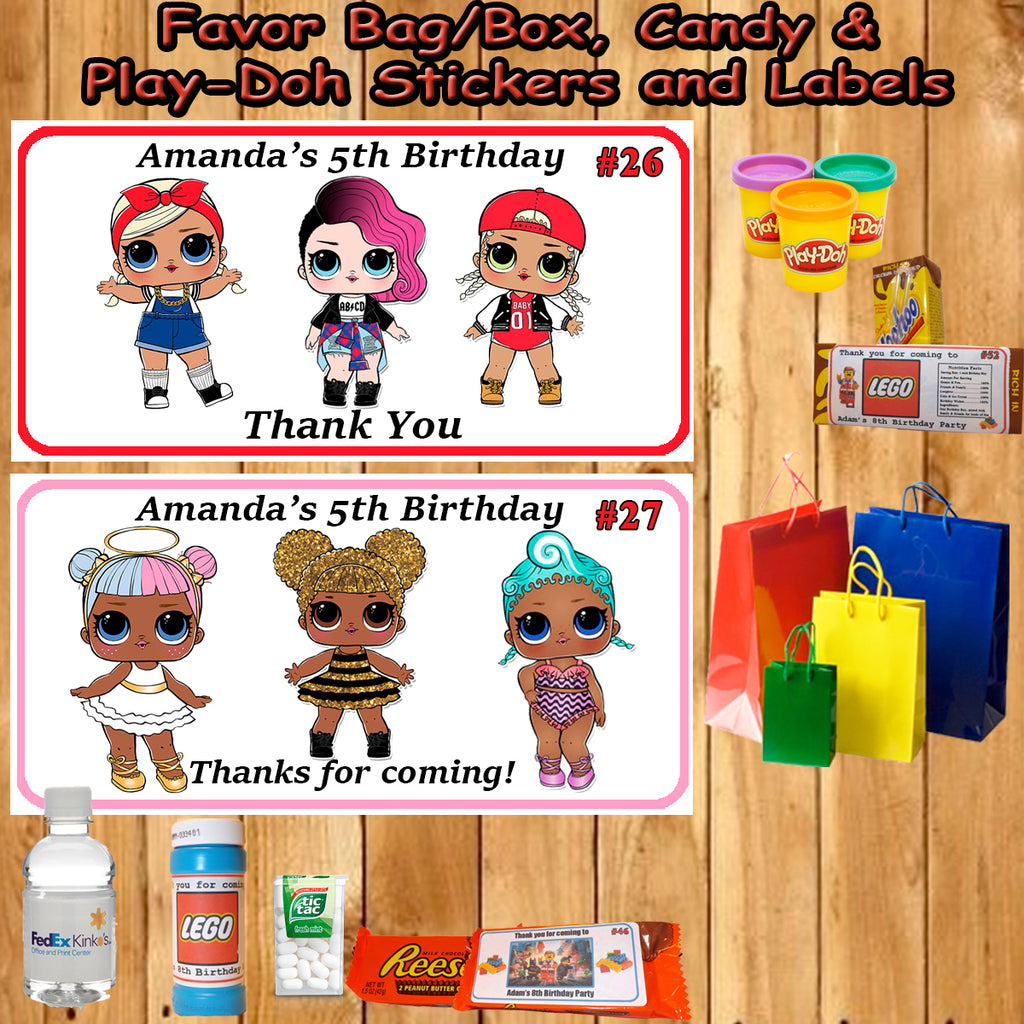 LOL Surprise Doll Printed Birthday Stickers Water Bottle Address Popco ...