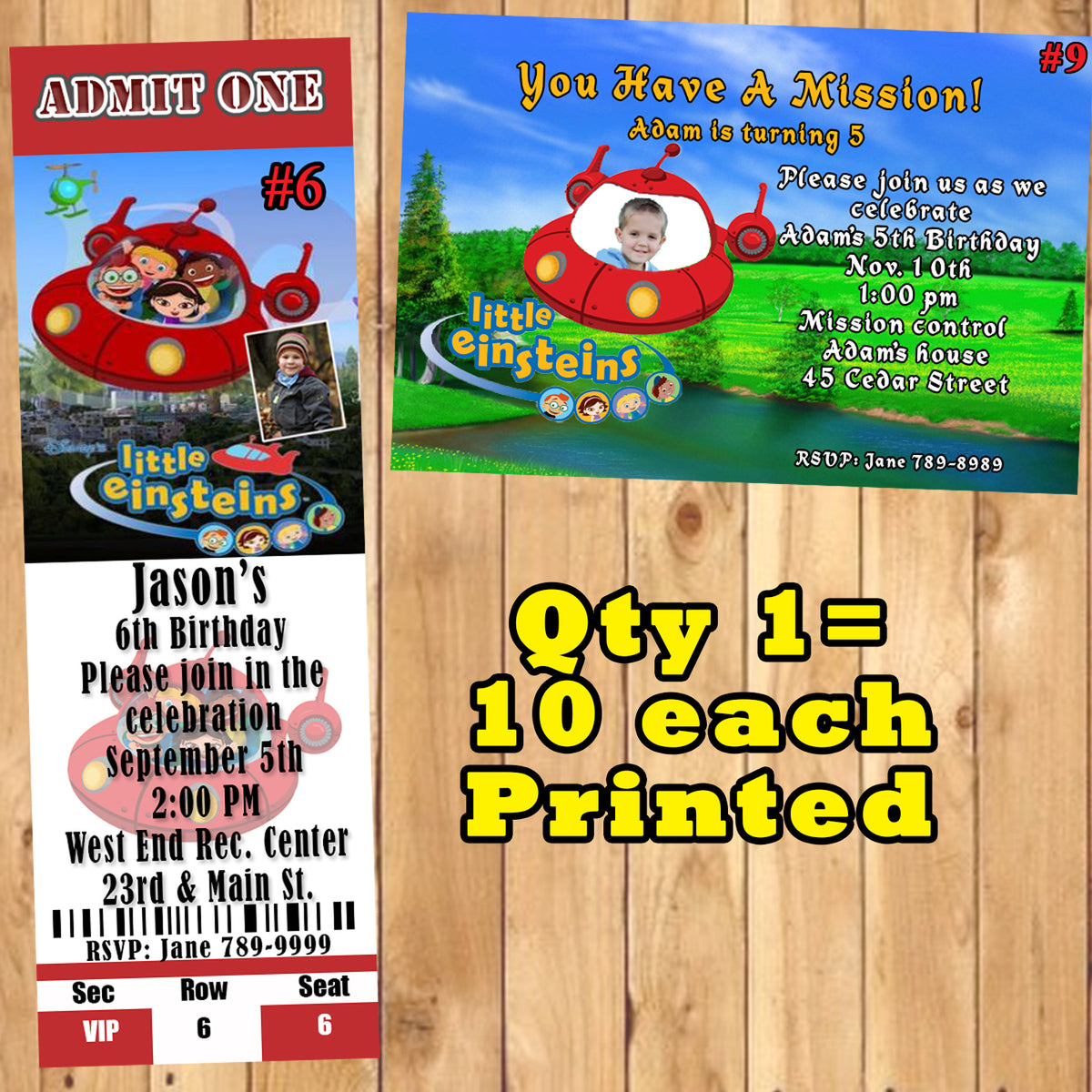 Little Einsteins Birthday Invitations 10 each Printed Personalized wit ...