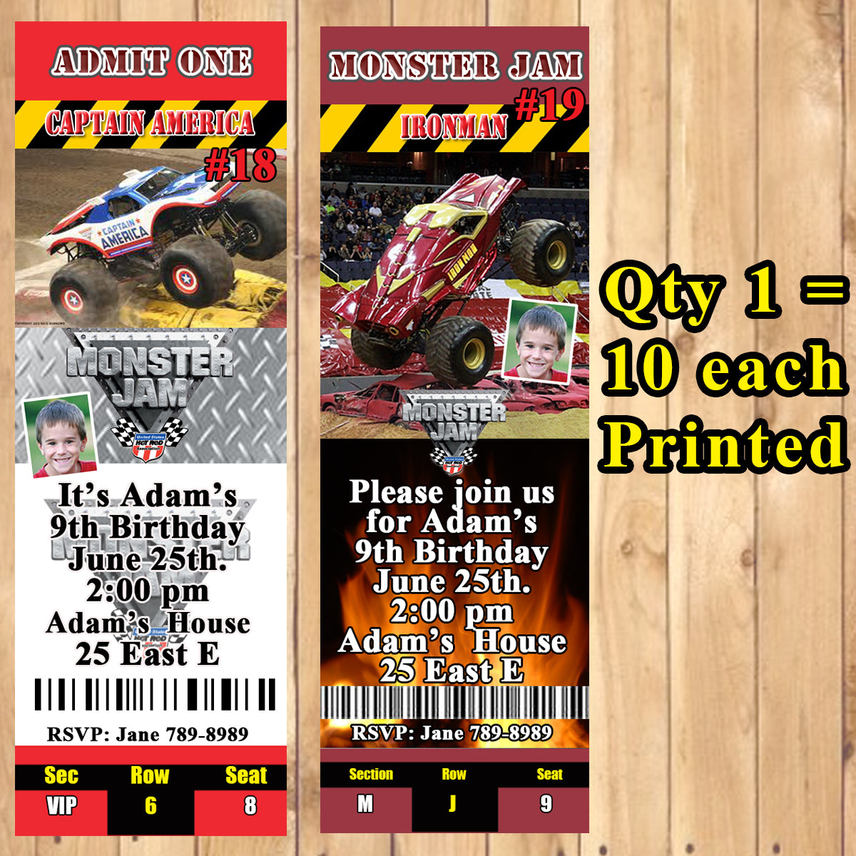 Monster Truck Birthday Monster Jam Invitations Printed 10 ea with Env ...