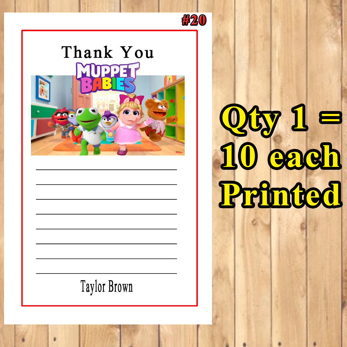 Muppet Babies Birthday Thank You Cards 10 each With or Without Env Per ...