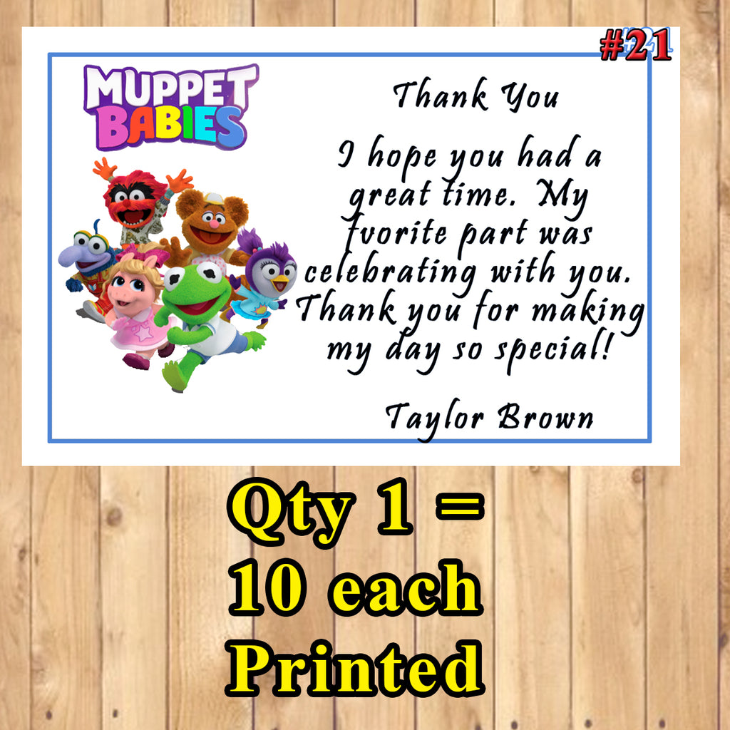 Muppet Babies Birthday Thank You Cards 10 each With or Without Env Per ...