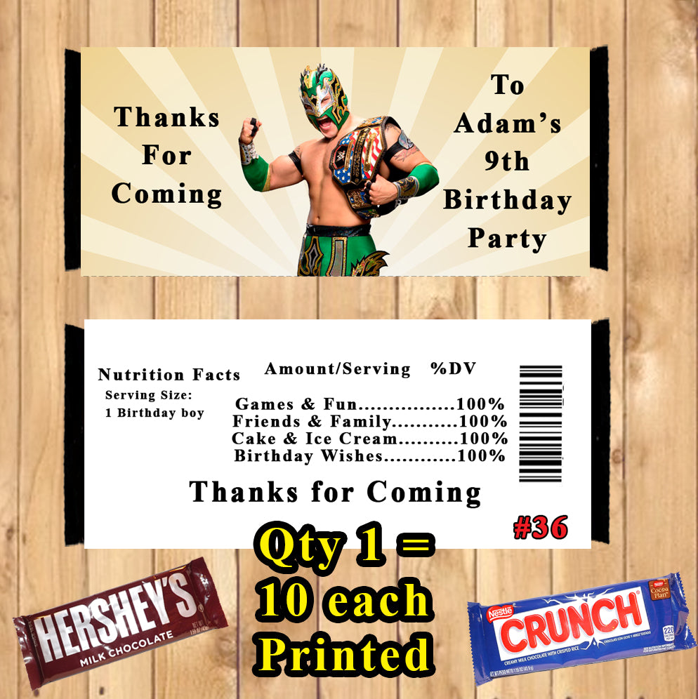 WWE Wrestling & UFC Printed Birthday Candy Bar Wrappers 10 ea Personal ...